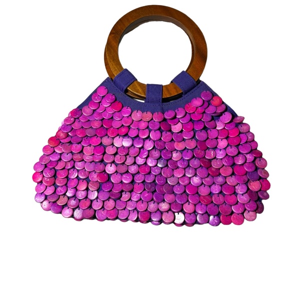Hype | Bags | Pink Hype Bag Round Wooden Handles Pink Wooden Disks ...